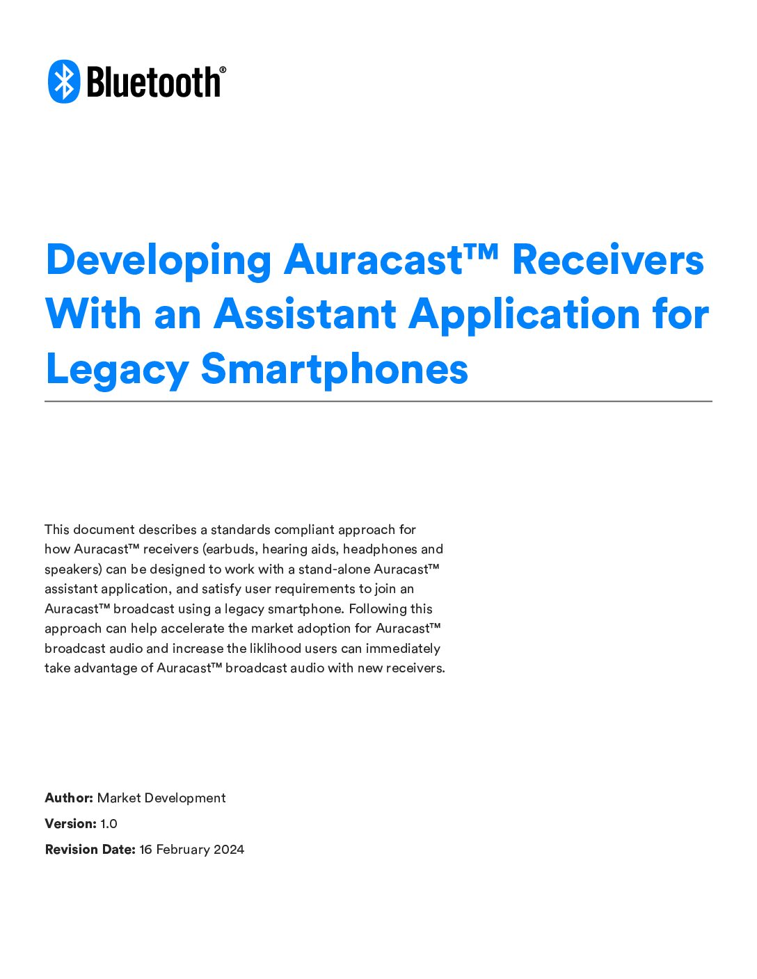 Developing Auracast™ receivers with an assistant application for legacy smartphones | Bluetooth ...
